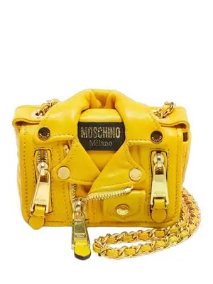 Moschino Mini Biker Jacket Leather Crossbody Bag - Yellow