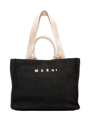 Marni Marni Raffia Effect Nylon Shopping Tote Black
