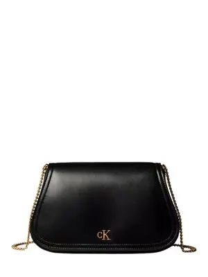 Calvin Klein Logo-plaque Chain-link Shoulder Bag - Black