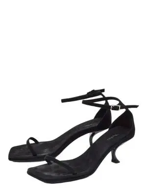THE ROW The Row Black Suede Ankle Strap Sandals