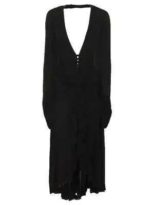 Roberto Cavalli Draped Jersey Midi Dress - Black