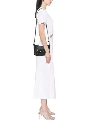 Balenciaga 2018-2026 Lambskin Motocross Giant 12 Hip Crossbody Bag - Black