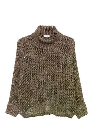 PANICALE Sequin-embellished Roll Neck Sweater - Brown