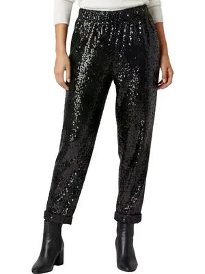 Balmain Sequin Zip-up Trousers - Black