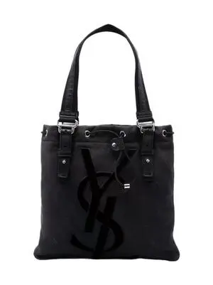 Saint Laurent Saint Laurent Small Denim Monogram Kahala Tote Bag Black