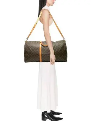 LOUIS VUITTON Monogram Keepall Bandouliere 60 Travel Bag - Brown
