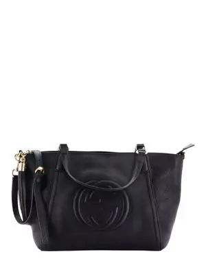 Gucci Soho Convertible Top Handle Bag Leather Small Satchel - Black