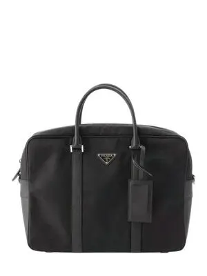 PRADA Prada Saffiano Trimmed Tessuto Business Bag