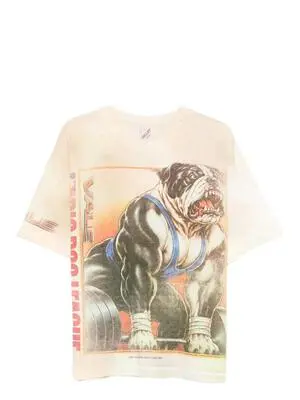 VALE FOREVER Graphic-print Distressed T-shirt - Neutrals