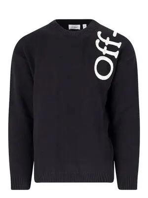 Off-White Bookish" Logo Crew Neck Sweater - Black