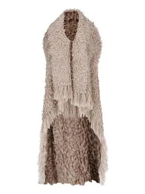 PAMPA THE BRAND Alpaca Wool Cape With Teddy Processing - Beige