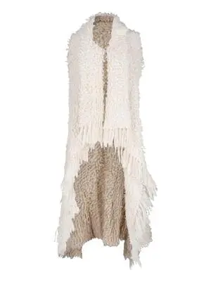 PAMPA THE BRAND Alpaca Wool Cape With Teddy Processing - White