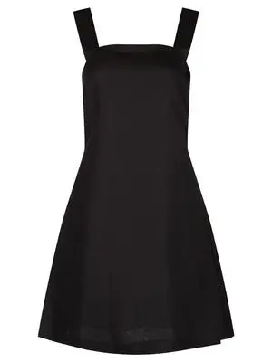SHIKANZY Daisy A-line Linen Dress With Pockets - Black
