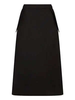 SHIKANZY Ava Linen High Waisted Midi Skirt - Black