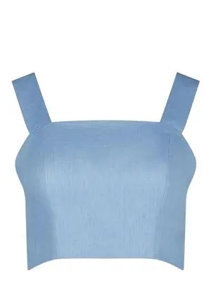 SHIKANZY Lilly Bustier Linen With Adjustable Straps - Blue
