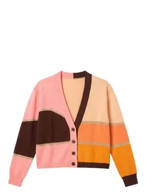 BRODIE CASHMERE Abstract Scenic Cashmere Cardigan - Brown
