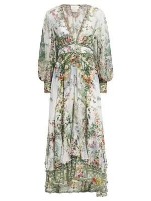 Camilla Silk Art For The Empress Midi Dress - Green