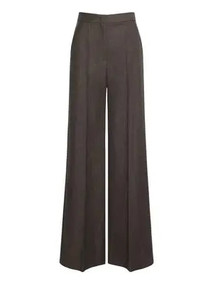 Max Mara Virgin Wool Wide-leg Trousers - Black