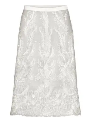 SCARLETT GASQUE Bianca Skirt Midi Pencil Silhouette With Hand-beaded Tulle - White