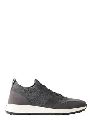 TOD'S TOD'S Suede-Trimmed Wool-Knit Sneakers Gray
