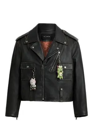 COACH X Brain Dead Leather Biker Jacket - Black