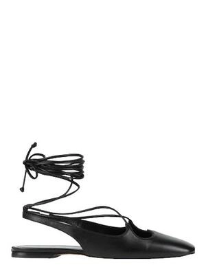A.BOCCA Leather Ballet Flats With Lace-up Detail - Black