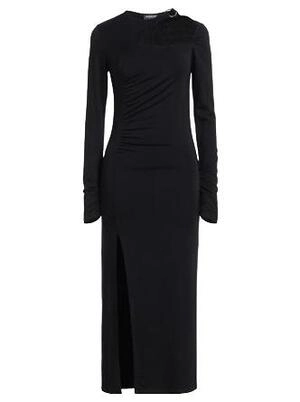 DONDUP Long Sleeve Maxi Dress With Metal Application And Slit - Black