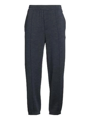 Emporio Armani Virgin Wool, Cotton, And Polyester Tapered Leg Trousers - Blue