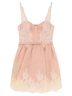 Zimmermann Valiant Lace Trim Mini Dress - Pink