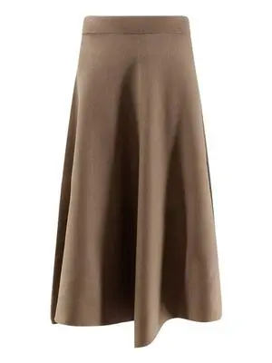 NUDE Knitted Long Flared Skirt - Brown