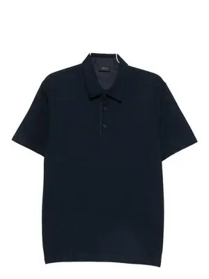 Brioni Piquet Cotton Polo Shirt - Blue