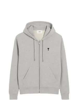 AMI Paris De Coeur Cotton Hoodie - Grey