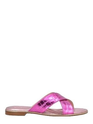 BALDININI Metallic Leather Sandals With Crocodile Print - Fuchsia