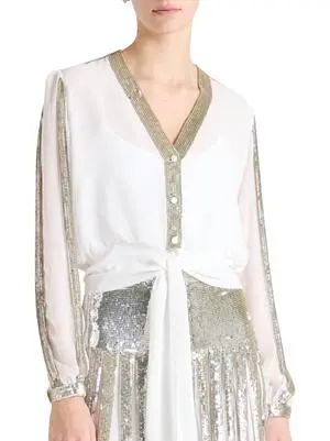 TEMPERLEY LONDON Temperley London Filigree Embellished Blouse Silver