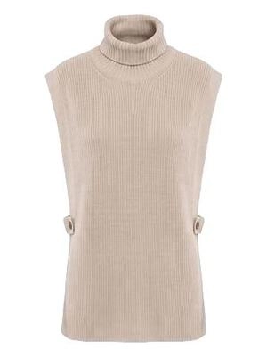 PUROTATTO Sleeveless Cashmere Turtleneck - Beige