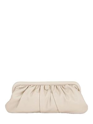 OLGA BERG Olga Berg Catherine Gathered Clutch In Cream.