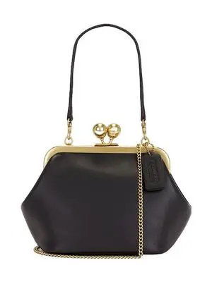 COACH Glovetanned Leather Kisslock Frame Bag - Black
