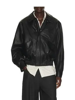 LE17SEPTEMBRE Faux Leather Zip Blouson - Black
