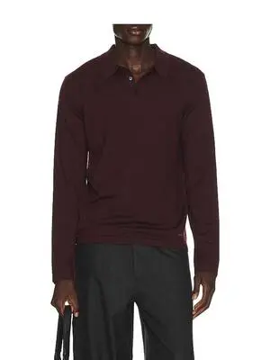 Simkhai Reynolds Long Sleeve Polo In Red - Fig