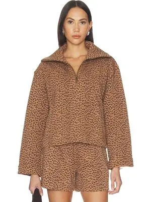 The Upside Javan Jones Quarter Zip Sweater - Leopard