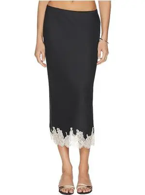 Astr The Label Lace Trimmed Midi Skirt - Black