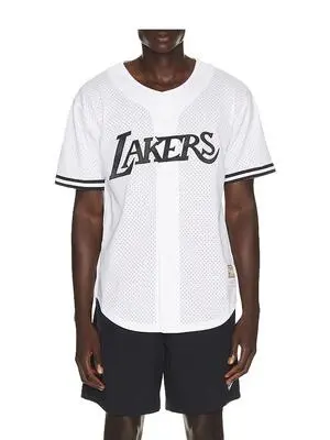 Mitchell & Ness Nba Los Angeles Lakers Monochrome Mesh Baseball Jersey - White
