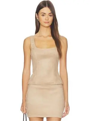 Superdown Faux Suede Tank Top With Exposed Back Zipper - Light Beige