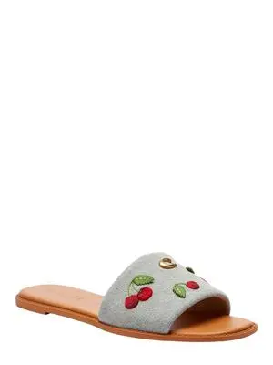COACH OUTLET Holly Embroidered Cherry Slide Sandals - Denim