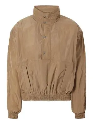 Saint Laurent Cropped Shell Jacket With Logo Embroidery - Beige
