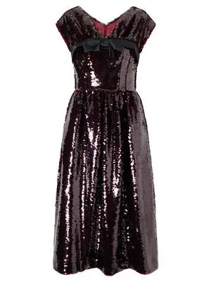 Simone Rocha Sequined Bow Detailed Midi Dress - Red