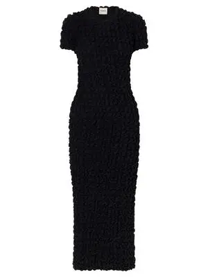 Khaite Perry Ruched Silk-chiffon Midi Dress - Black