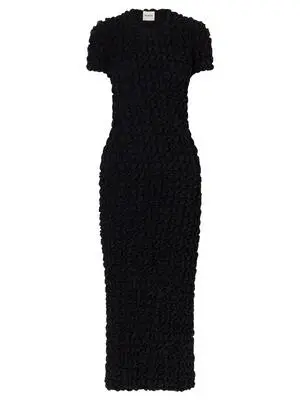 Khaite Perry Ruched Silk-chiffon Midi Dress - Black