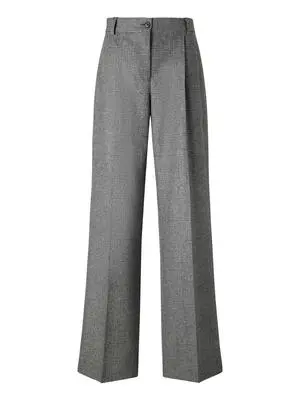 Dolce & Gabbana Prince Of Wales Checked Wool And Cashmere-blend Flannel Wide-leg Pants - Gray