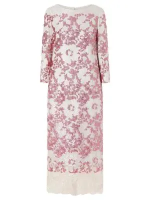 Costarellos Santina Sequin-embellished Lace Gown - Red